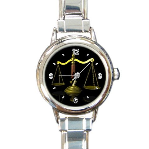 Scales Of Justice Attorney Legal Round Italian Charm Wrist Watch 665