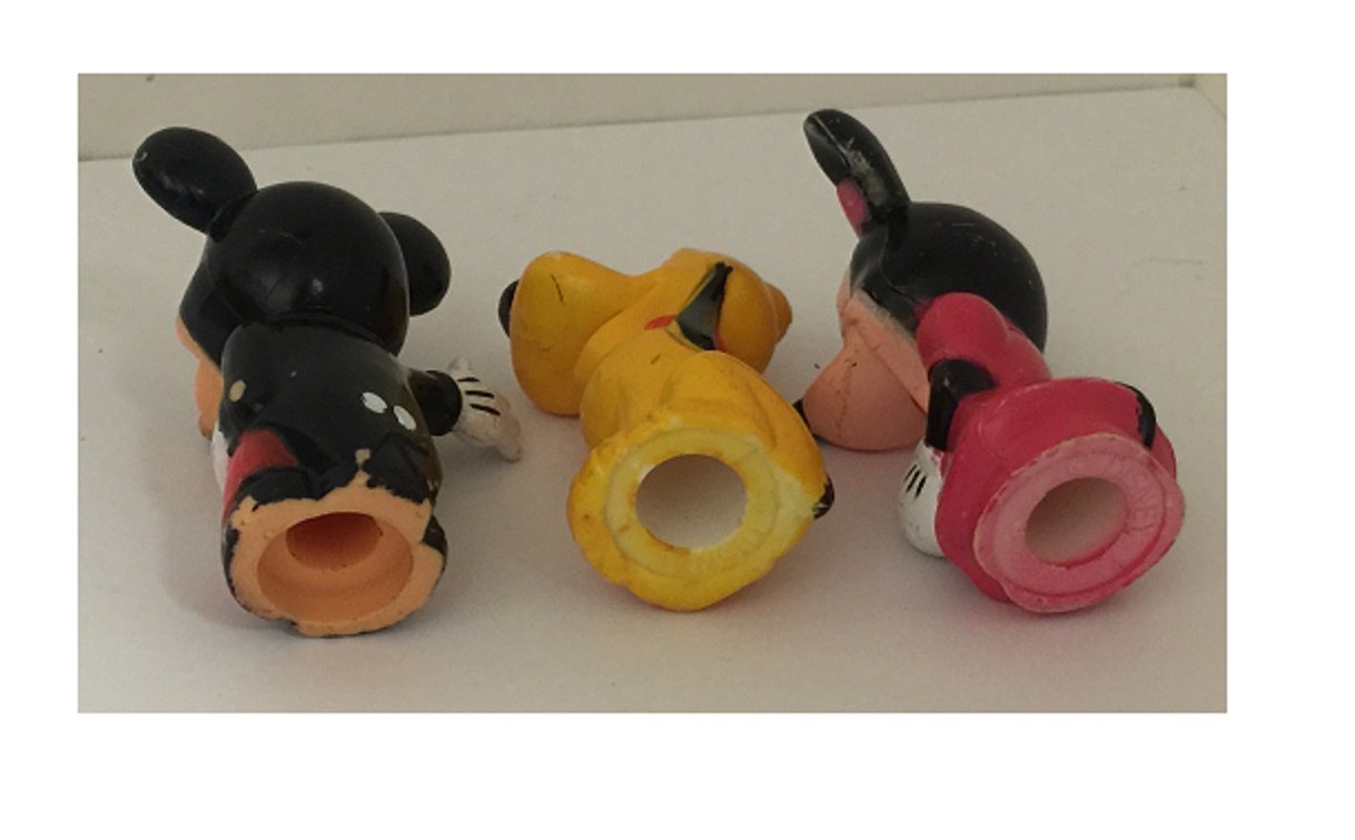 Vintage Disney Plastic Pencil Toppers Mickey Mouse Minnie Mouse & Pluto ...