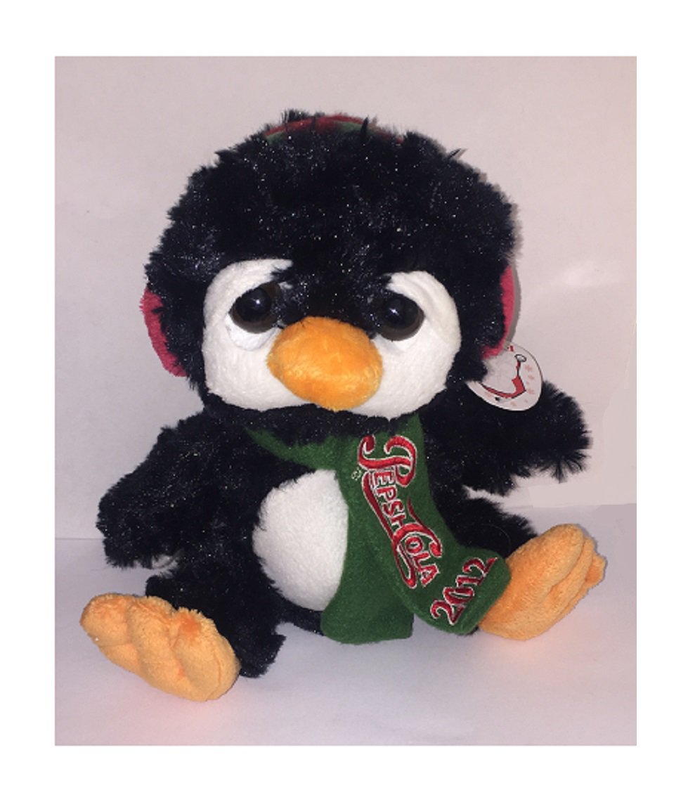 PEPSI Cola Big Eyed Penguin Holiday 8" Stuffed Animal Plush Wearing ...