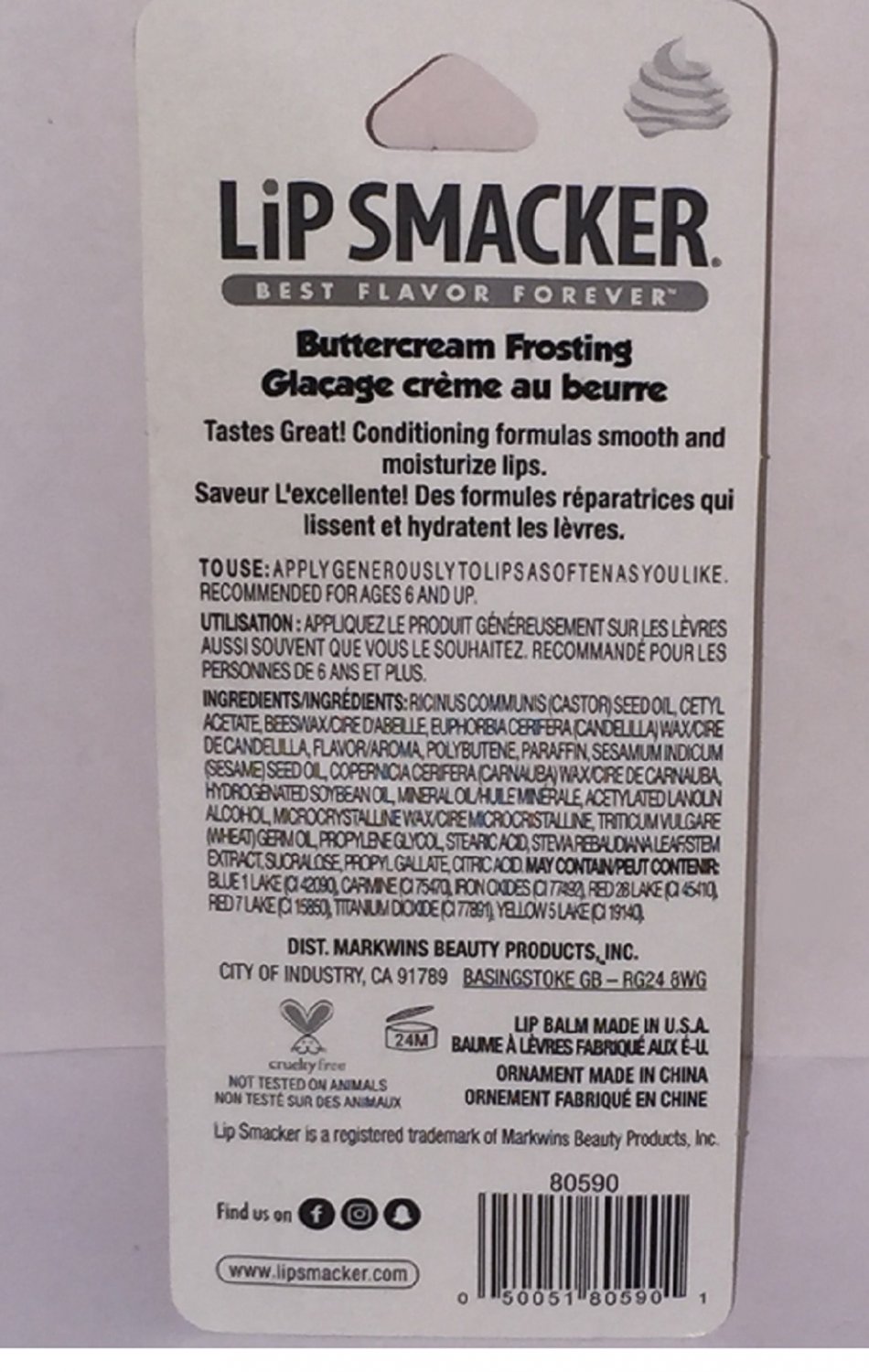 Lip Smackers Buttercream Frosting w/ Gingerbread Man Topper FREE SHIPPING