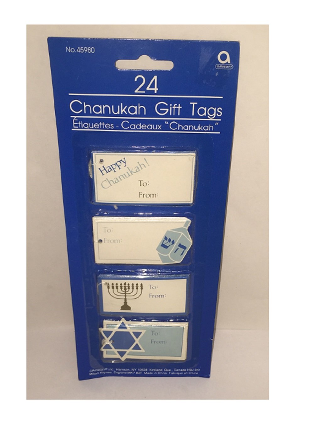 Amscan Chanukah Hanukkah Gift Tags (Package of 24) Dreidels Menorahs ...