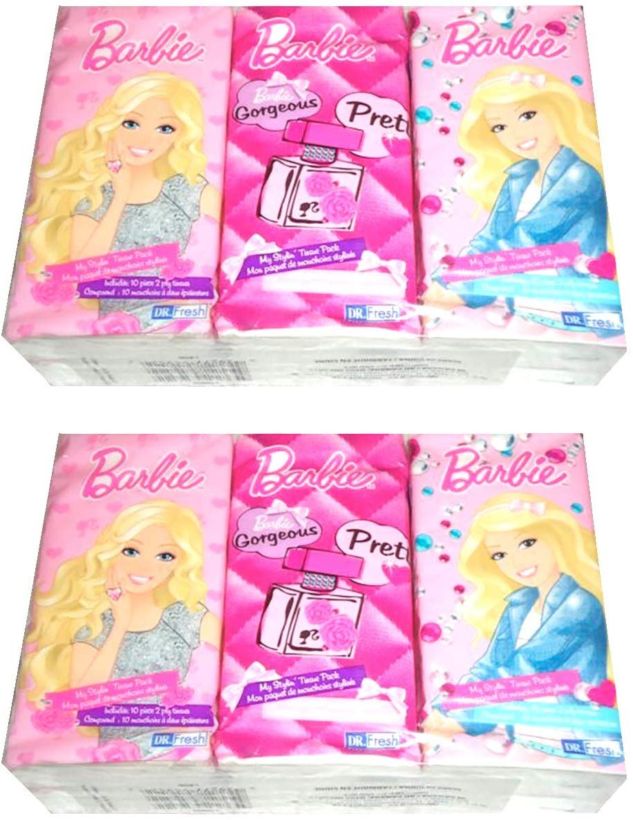 Barbie - Two 6 Packs - 10 2-ply Pocket Tissues