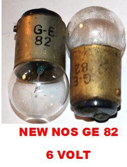 NOS GE 82 BULBS 6 VOLT INTERIOR BULB 2 TERMINAL YOU GET 2 GE82 BULBS
