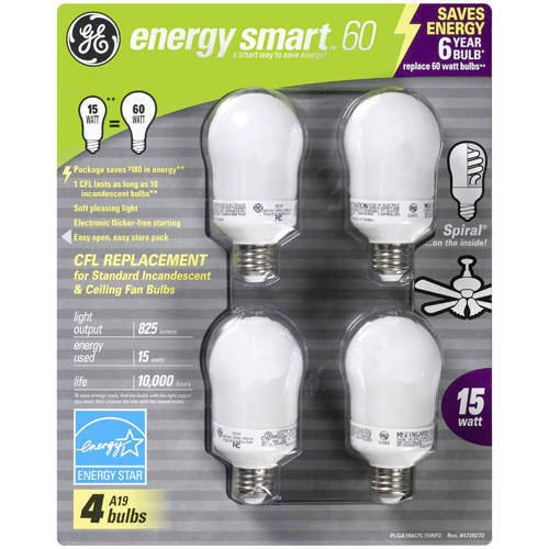 GE Energy Smart - A19 CFL 6 Year Ceiling Fan Bulbs (15 watt / replaces ...