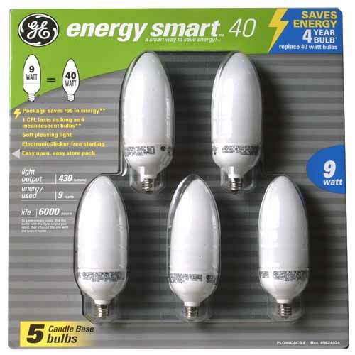 GE Energy Smart - 9W 4 Year Candle Light Bulbs (9 Watt / replaces 40 ...