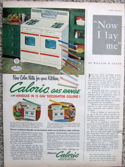 Vintage 1953 Caloric gas range color print ad