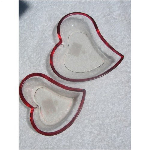 4 Heart Shaped Glass Candy Dishes