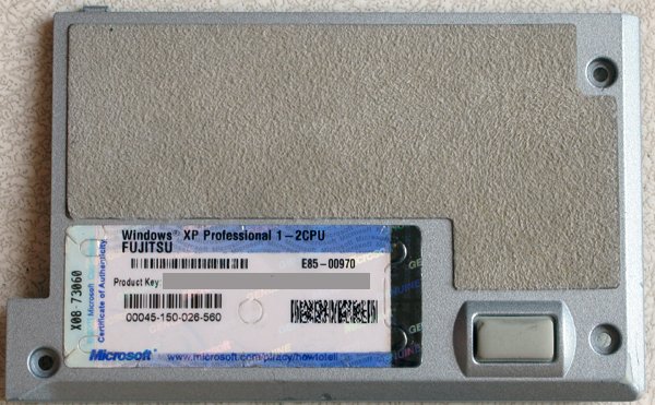 FUJITSU LIFEBOOK P SERIES P2120 HD HARD DRIVE COVER w/ COA