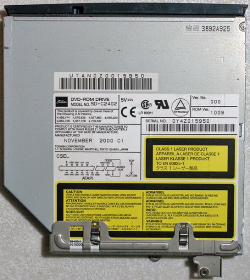 TOSHIBA HP PAVILION N5000 N52000 N5270 CD DVD ROM DRIVE SD-C2402