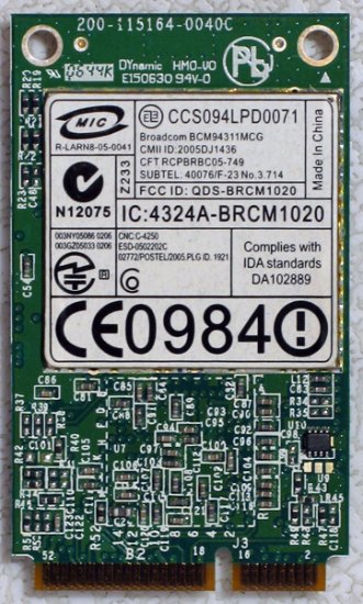 DELL INSPIRON 1501 E1505 PCI WiFi CARD DW 1390 YH774