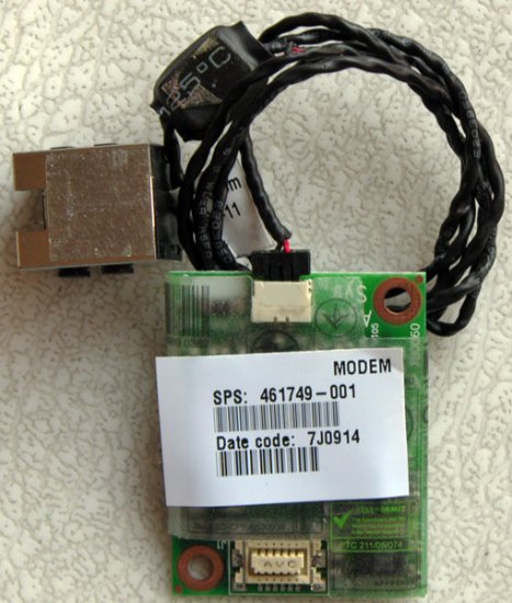 GENUINE OEM HP PAVILION DV4 DV5 DV7 PCI MODEM w/ CABLE & JACK 461749-001