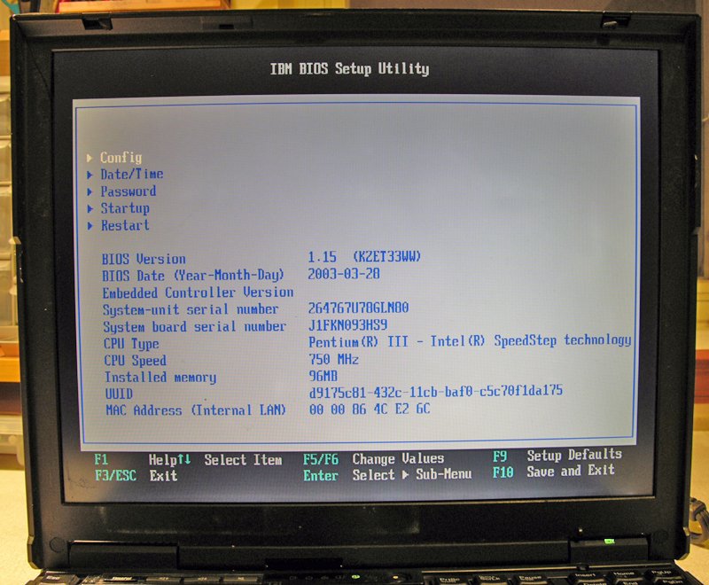 IBM THINKPAD T21 INTEL PENTIUM III 750MHz 96MB CD-ROM