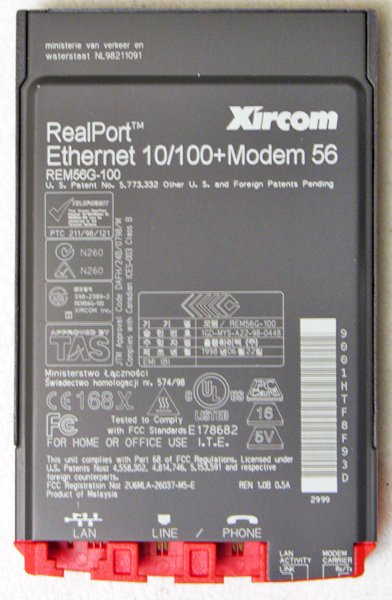 XIRCOM REALPORT ETHERNET 10/100+ MODEM 56 REM56G-100 MODEM & NETWORK ...