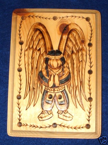 Native American Woodburning Art Native Angel 6.5x9"