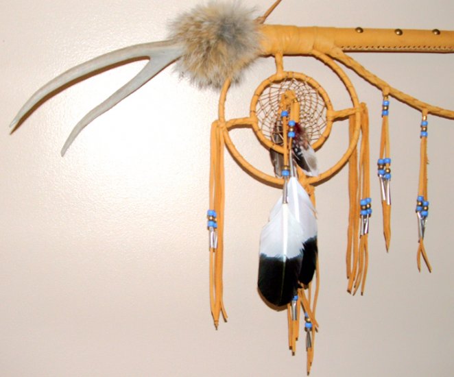 Indian Dance Staff Deer Antler & Dreamcatcher Native American made