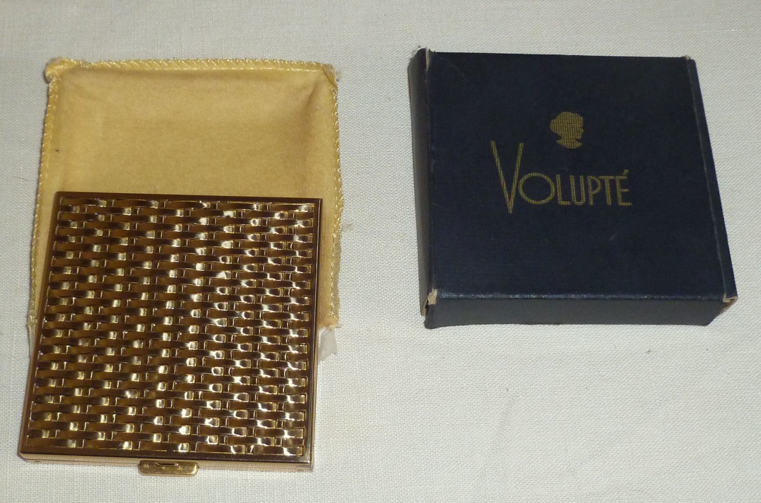 Vintage Volupte Powder Compact Basket Weave Design Unused Box