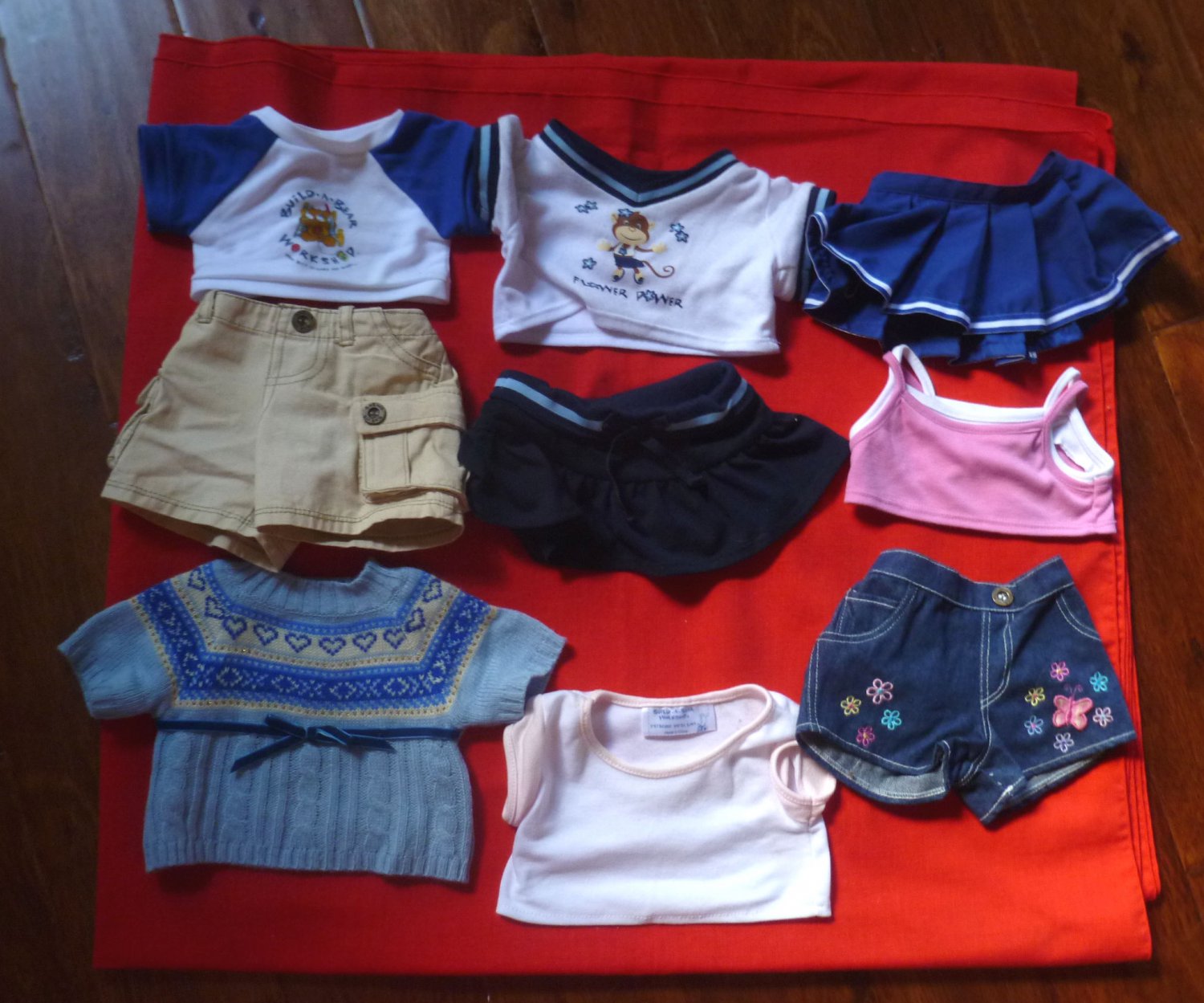 Build A Bear BAB Girls Clothing 9 Pieces Shorts Tops Sweater