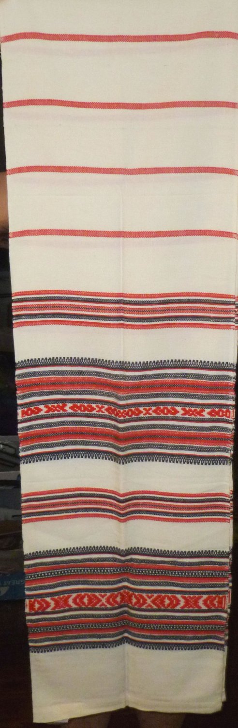 Vintage Ukrainian Embroidered Linen Towel or Table Runner with Tag 92 ...