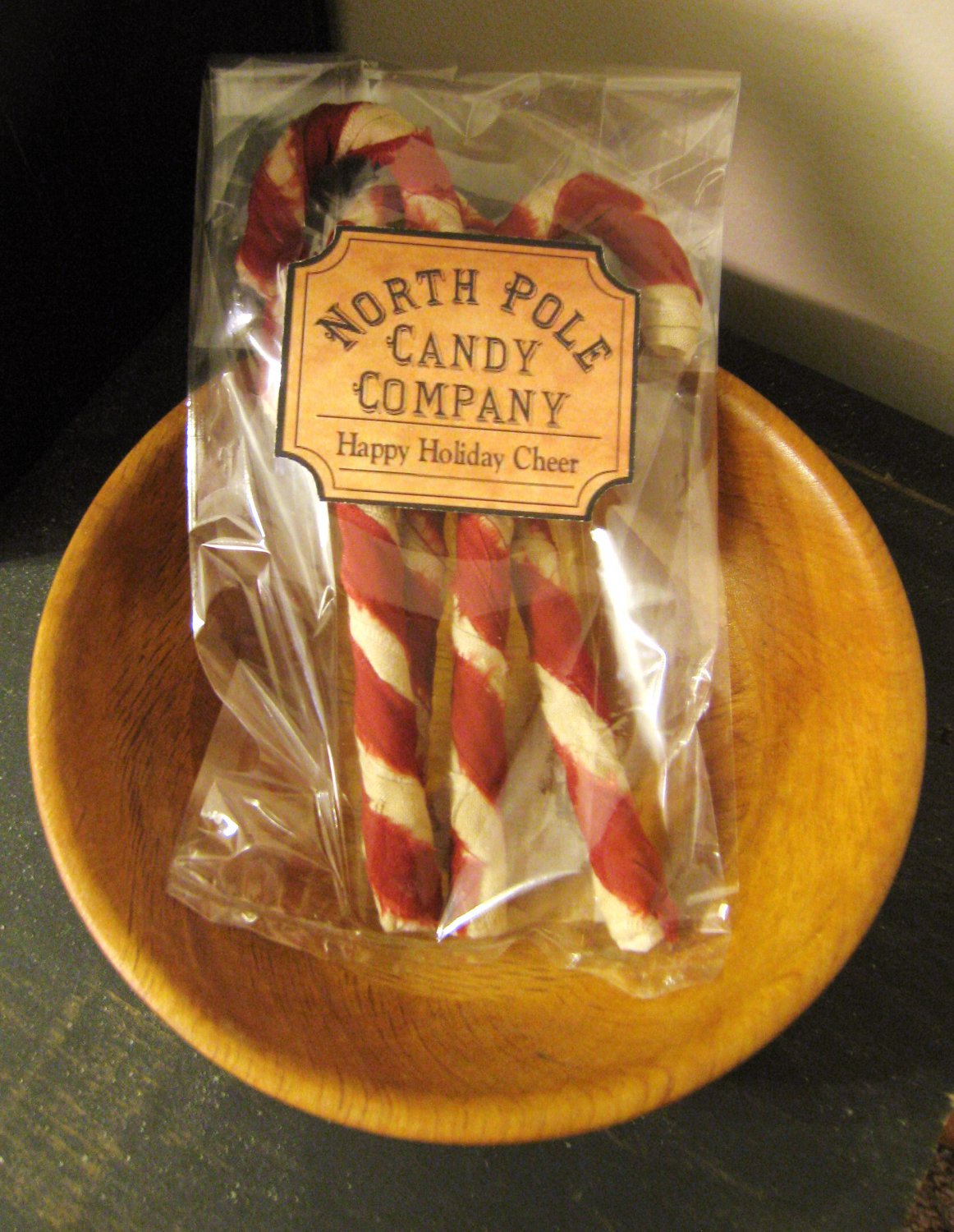"North Pole Candy Company" primitive candy canes (set of four)
