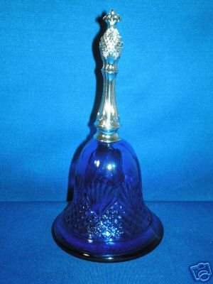 AVON COLLECTIBLE BOTTLE~ROSES ROSES BLUE GLASS BELL '76