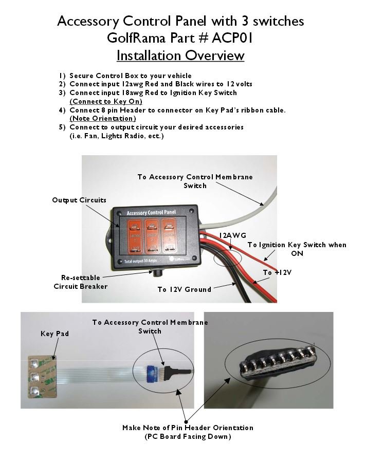 EZGO, Club Car Golf Cart Universal Control Panel with 3 switches for ...