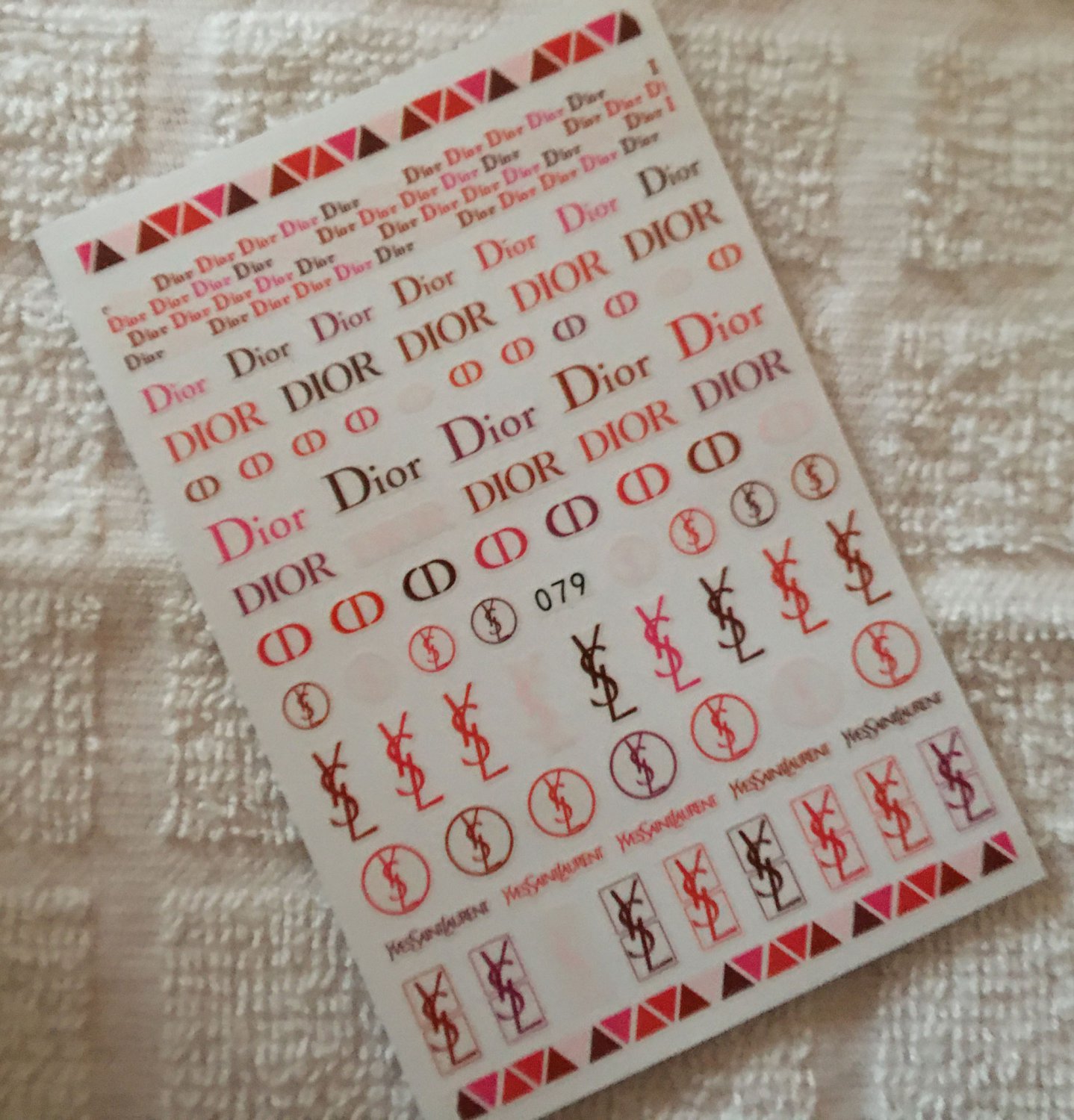 Cheap 3D Colorful Designer Brand Nail Art Stickers Decal Logo YSL ...