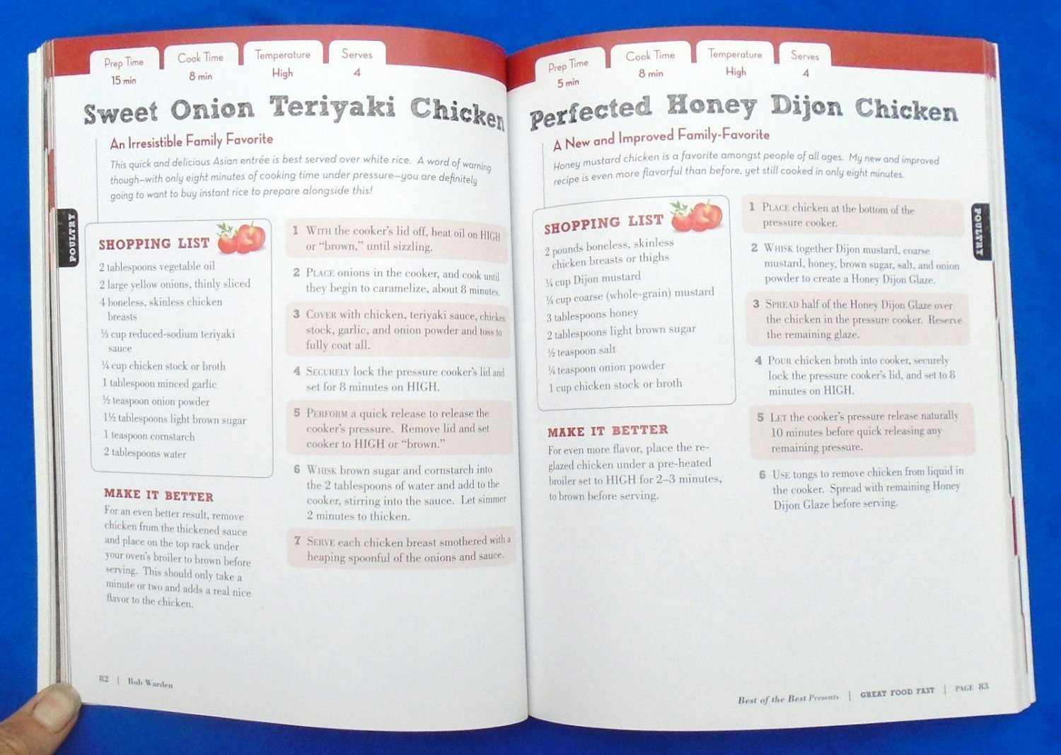 "Great Food Fast" Cookbook Bob Warden 208 pages Illustrated ©2012 ...