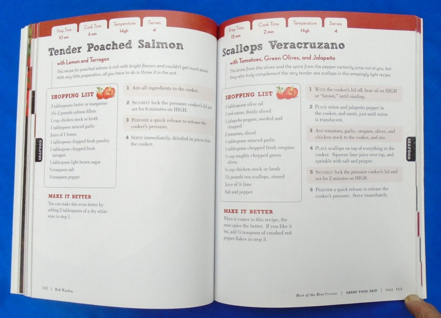 "Great Food Fast" Cookbook Bob Warden 208 pages Illustrated ©2012 ...