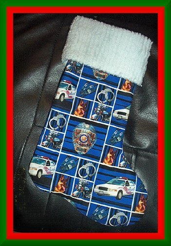 Handmade Christmas Stocking ~ Police Policeman Hero FREE US AND CANADA ...