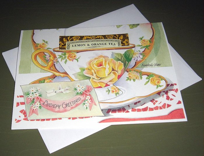 TEA CUP GREETING CARD BIRTHDAY GREETINGS