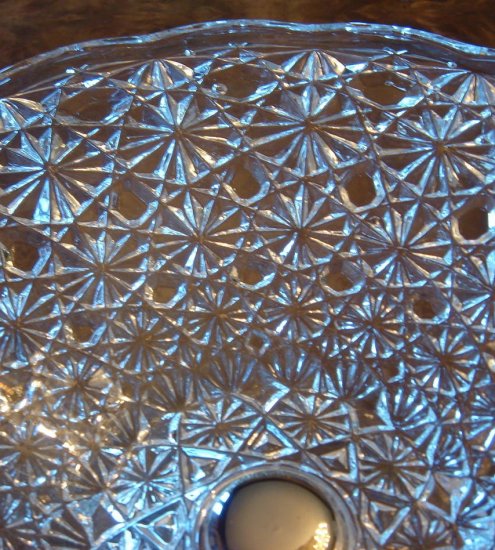 Vintage Large Daisy & Button Pattern Glass Compote Silver Base