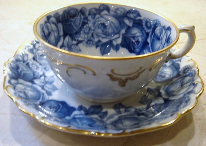 Schumann Bavaria HEIRLOOM Cup and Saucer Blue & White Transferware