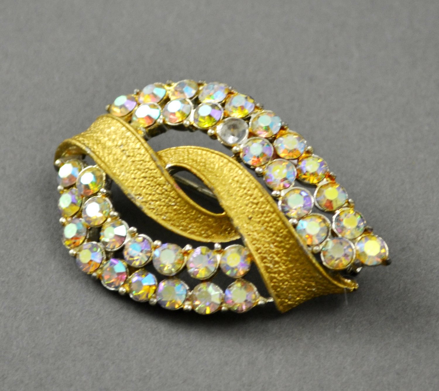 Vintage Coro Aurora Borealis Rhinestone Brooch Pin