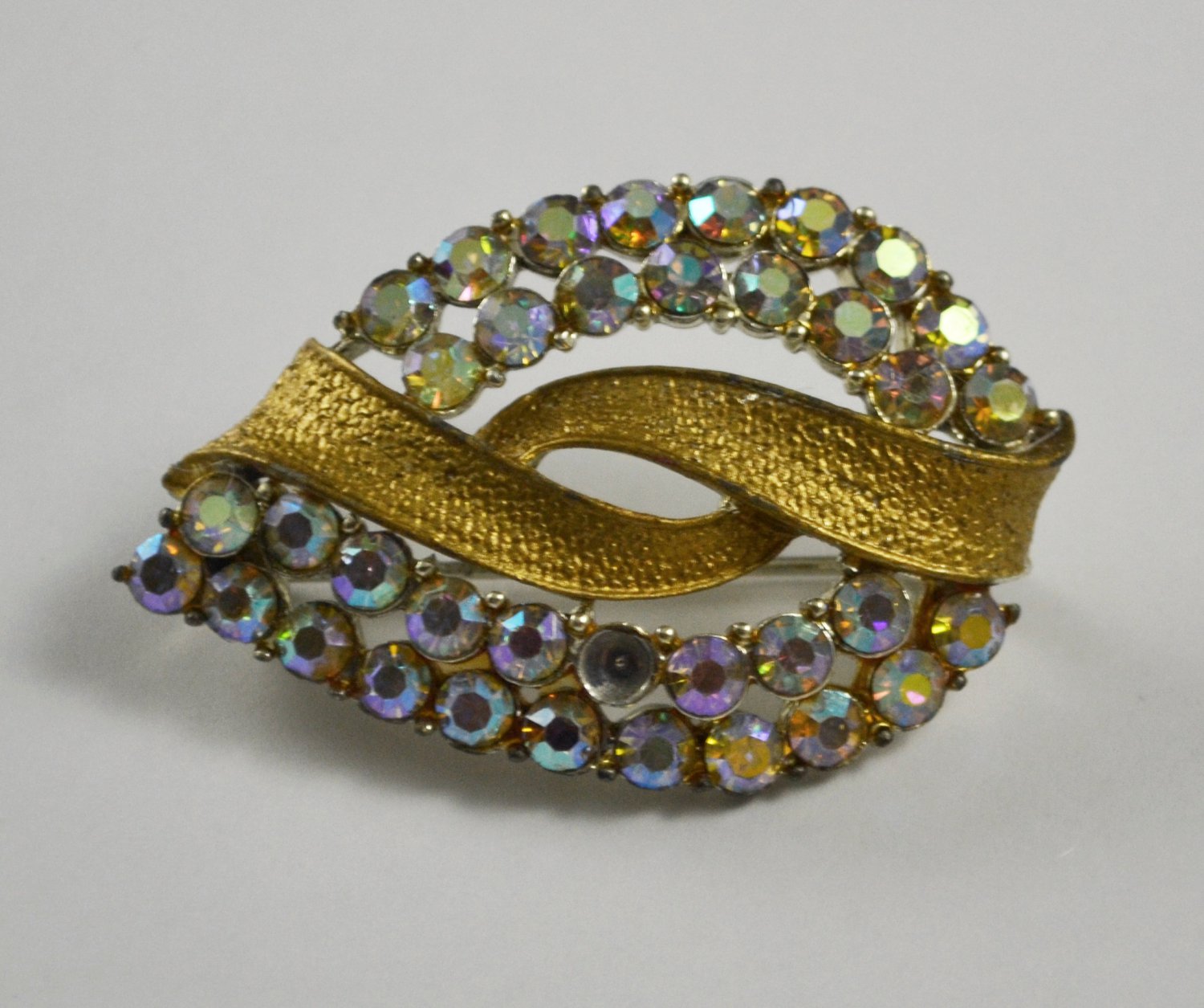 Vintage Coro Aurora Borealis Rhinestone Brooch Pin