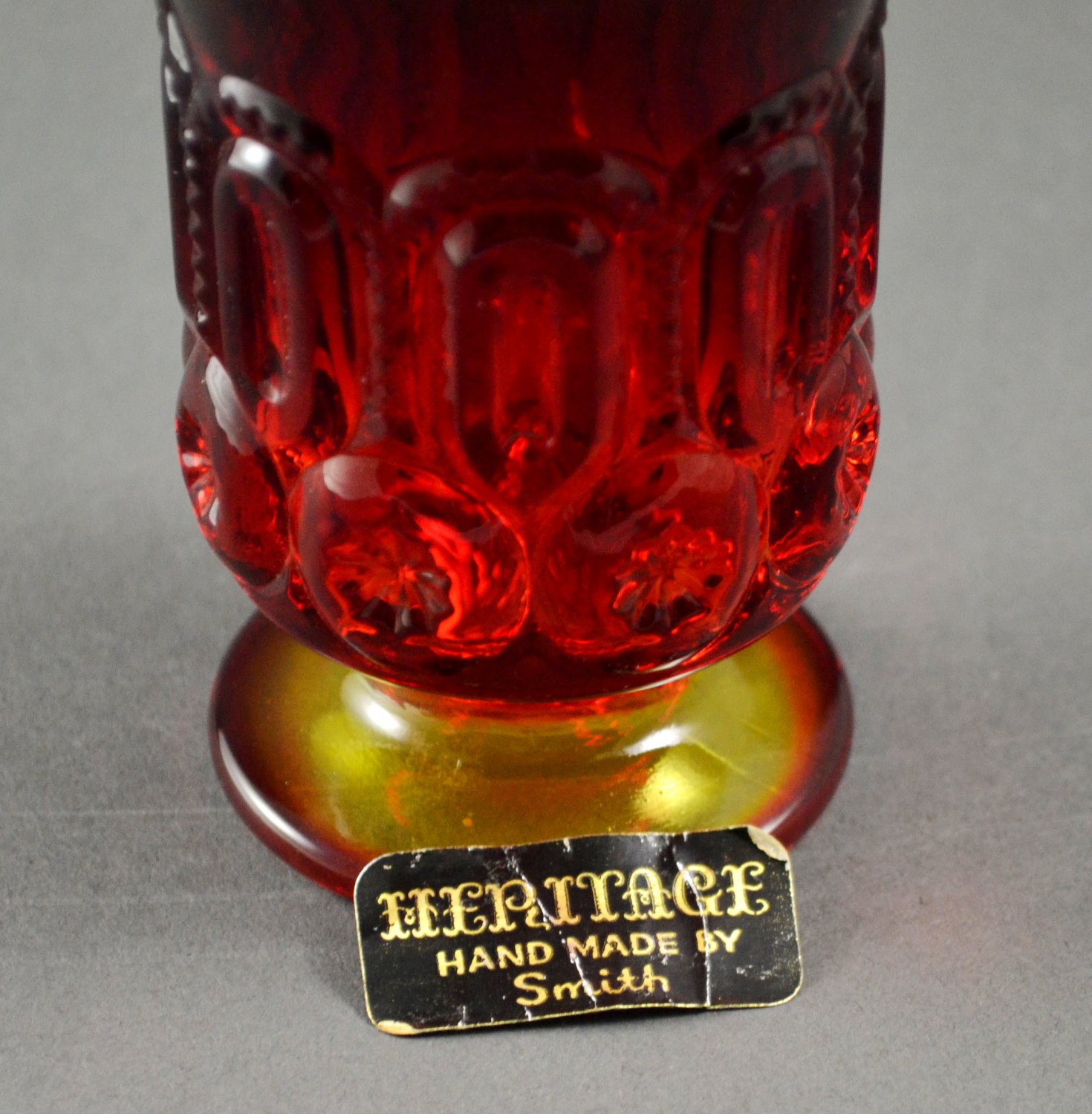 L. E. Smith Vintage Moon & Stars Amberina Flame Open Glass Urn L. E. Smith Vintage Moon & Stars Amberina Flame Open Glass Urn