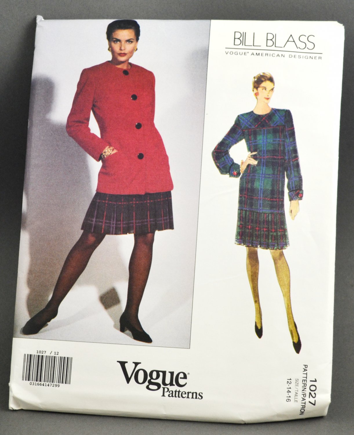 Vogue Sewing Pattern 1027 Bill Blass Uncut Misses Dress & Jacket Size ...