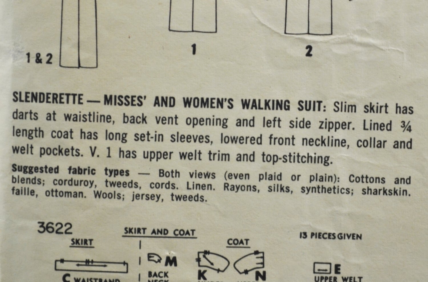 Simplicity Slenderette 3622 Sewing Pattern Misses' Walking Suit Skirt ...