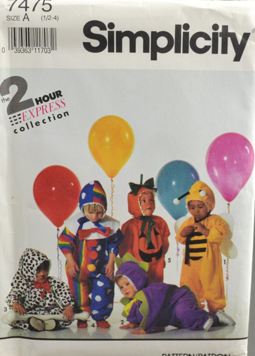 Simplicity 7475 Halloween Costume Sewing Pattern Toddlers' Variety Size ...