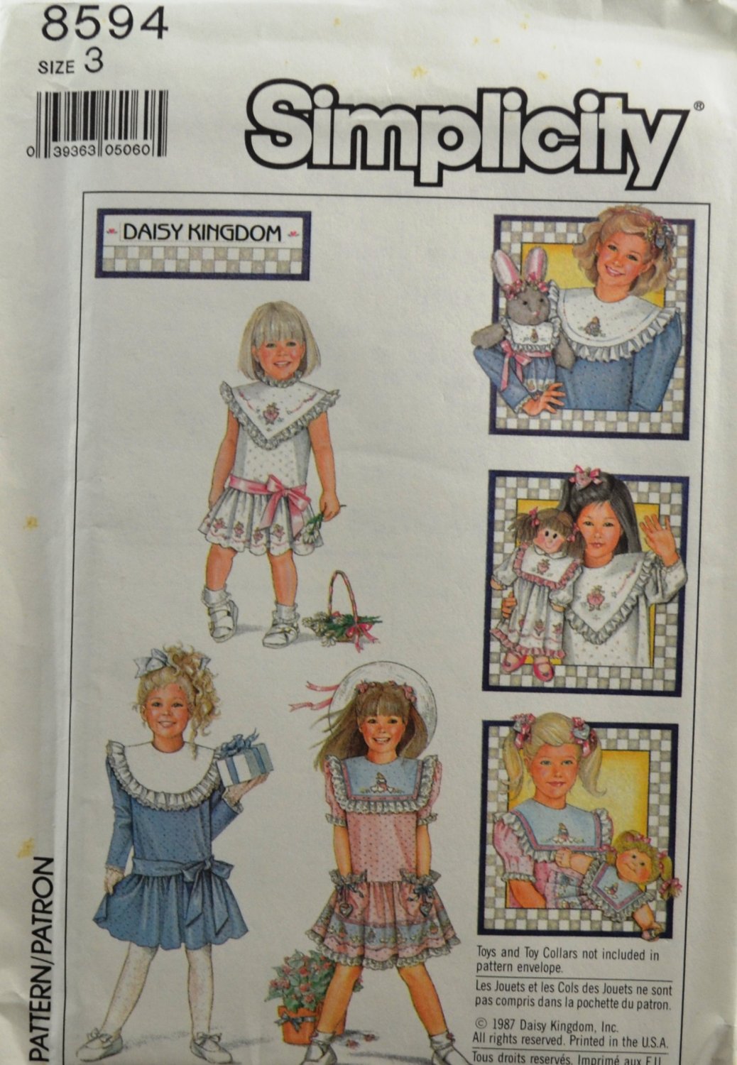 Simplicity 8594 Daisy Kingdom Sewing Pattern 1980s Girls' Dress Size 3