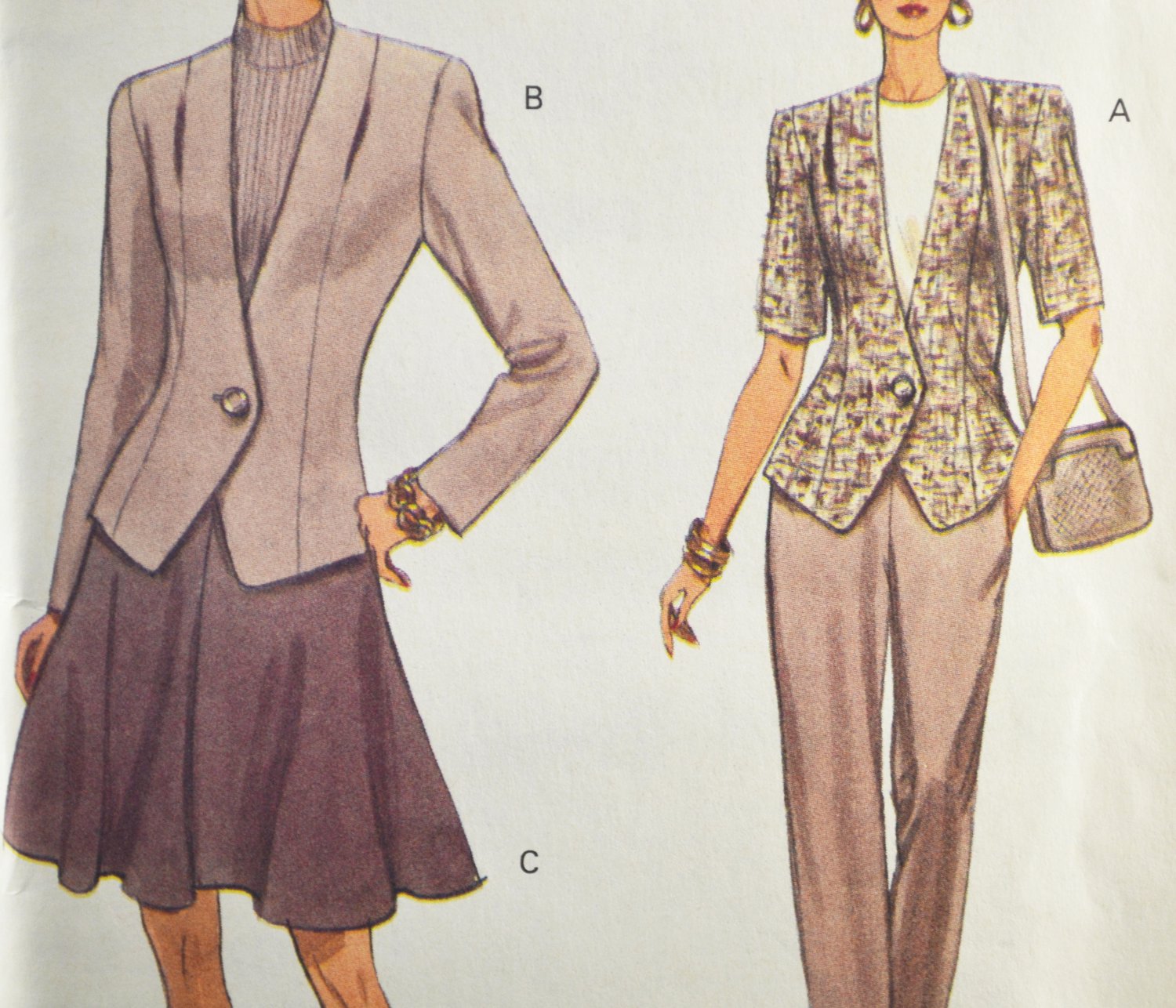 Vogue 8430 Sewing Pattern Misses' Jacket Skirt Pants Size 8-10-12