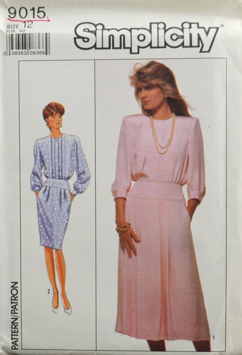 Simplicity 9015 Sewing Pattern Misses' Dress w/ Front Pleated Bodice ...