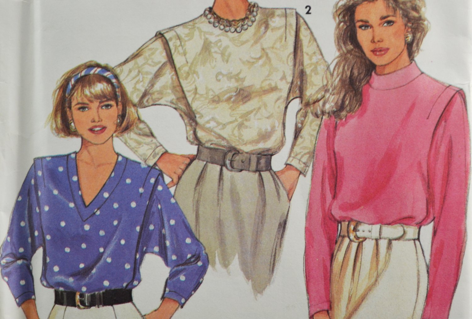 Simplicity 7582 Sewing Pattern Misses' 1990s Pullover Blouse Size 6-12