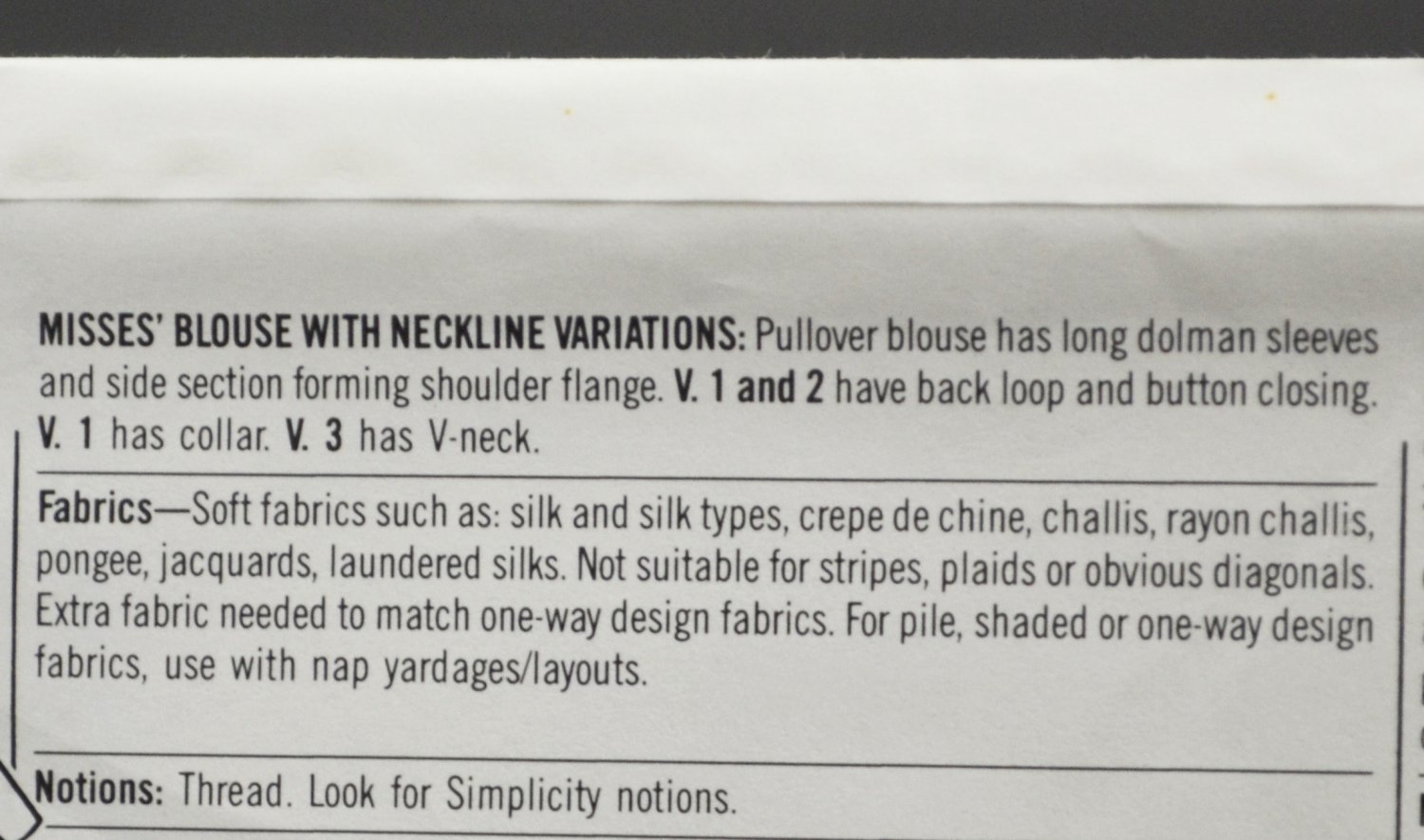 Simplicity 7582 Sewing Pattern Misses' 1990s Pullover Blouse Size 6-12
