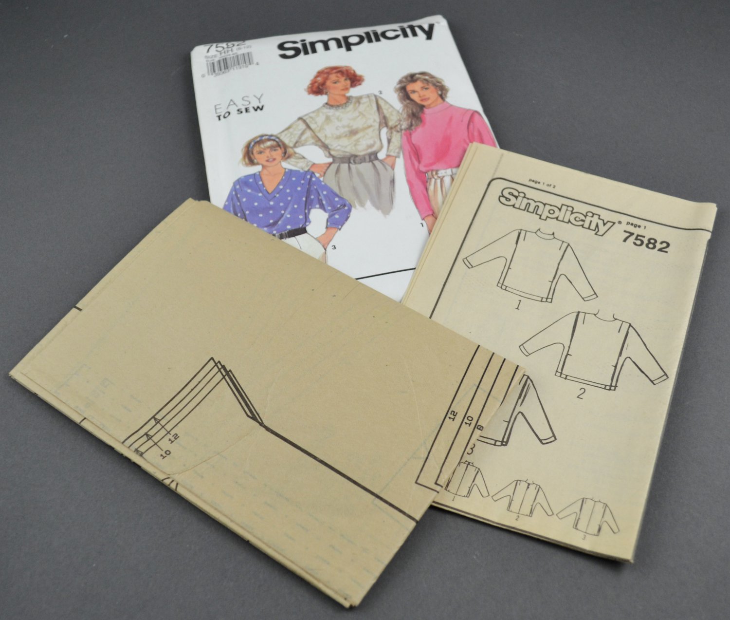 Simplicity 7582 Sewing Pattern Misses' 1990s Pullover Blouse Size 6-12