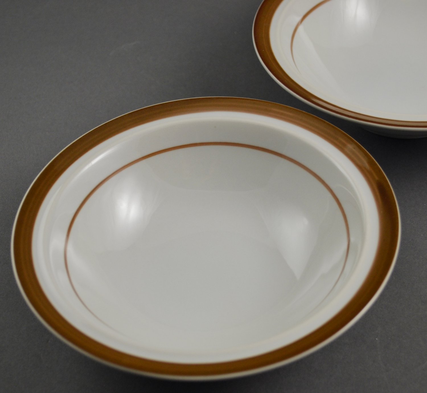 Set of 2 Sand Script AGI Japan Stoneware Cereal Bowls w/ Flat Rim