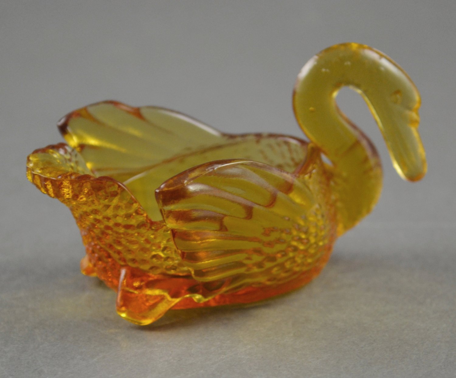 Mosser Amber Glass Swan Salt Dip from Cambridge Mold
