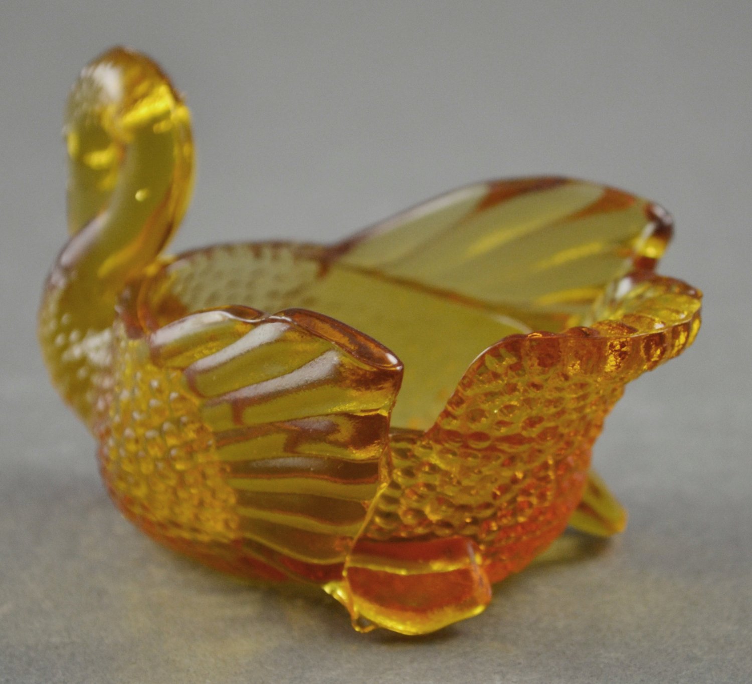 Mosser Amber Glass Swan Salt Dip from Cambridge Mold