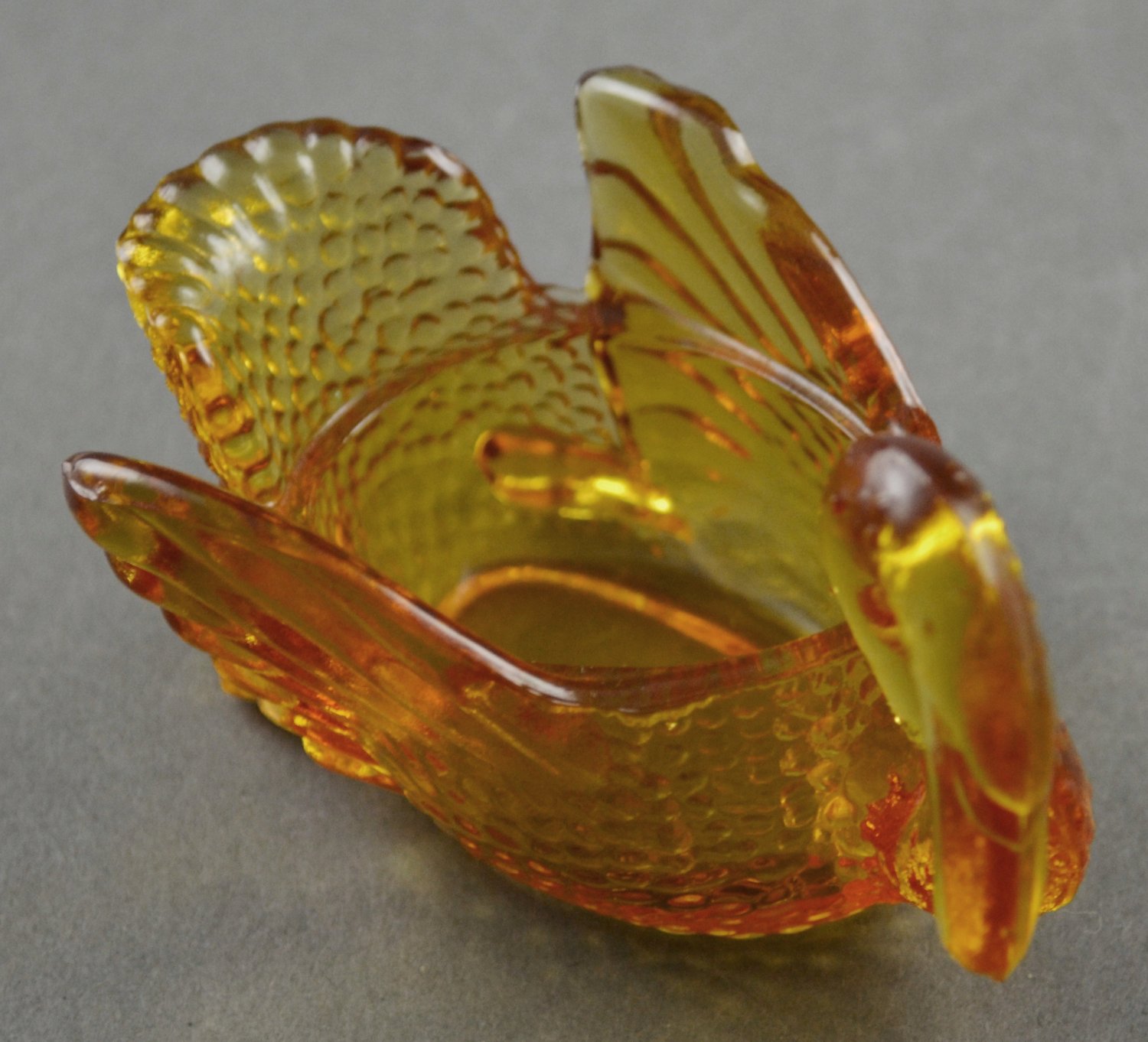 Mosser Amber Glass Swan Salt Dip from Cambridge Mold