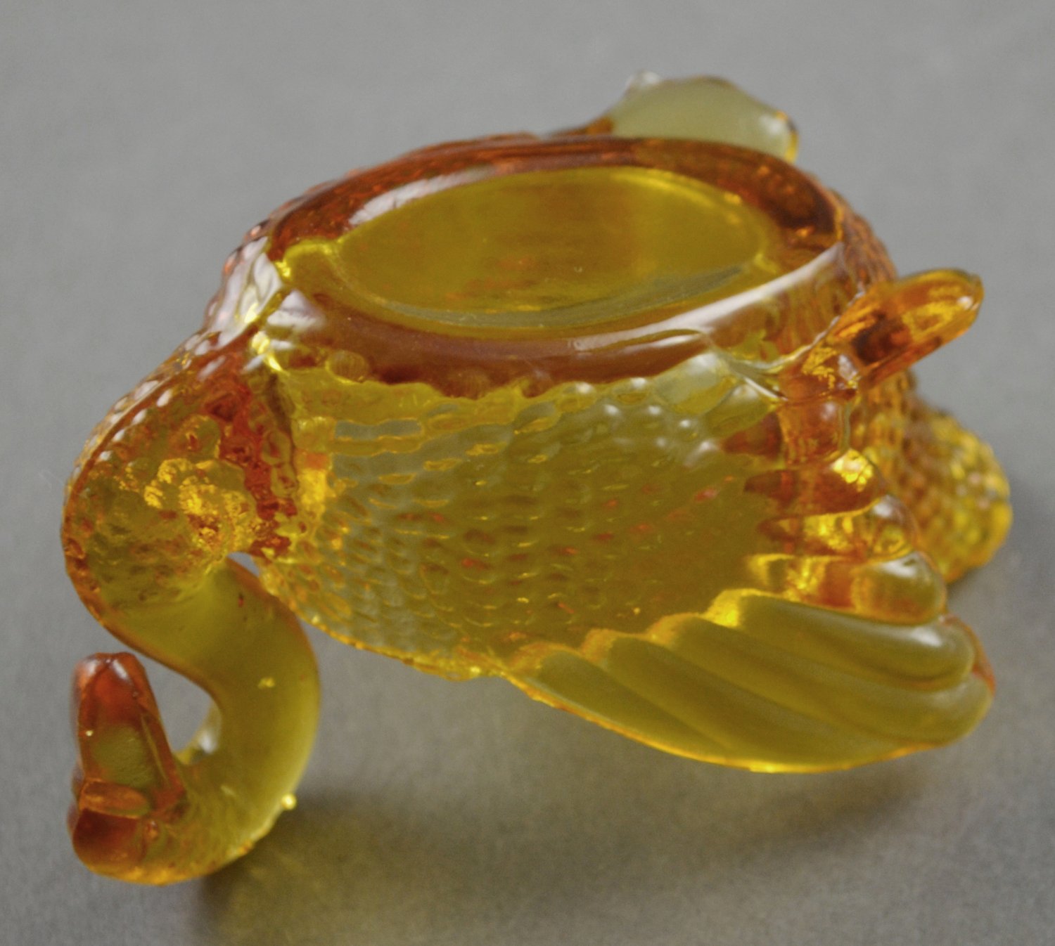 Mosser Amber Glass Swan Salt Dip from Cambridge Mold