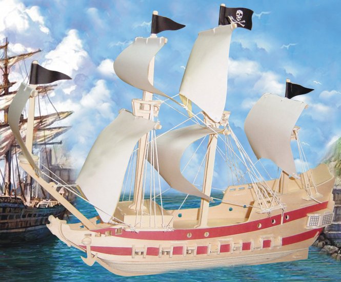 PIRATE SHIP 3D Wooden PUZZLE - Challenging, Educational and Creative ...